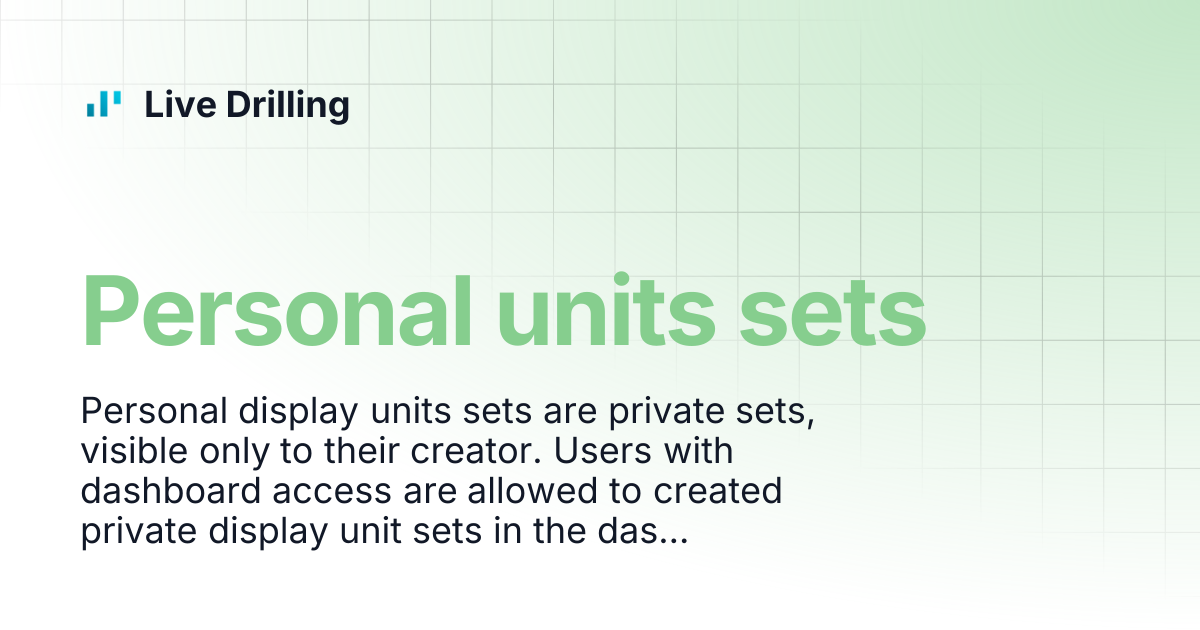 Personal units sets | Live Drilling